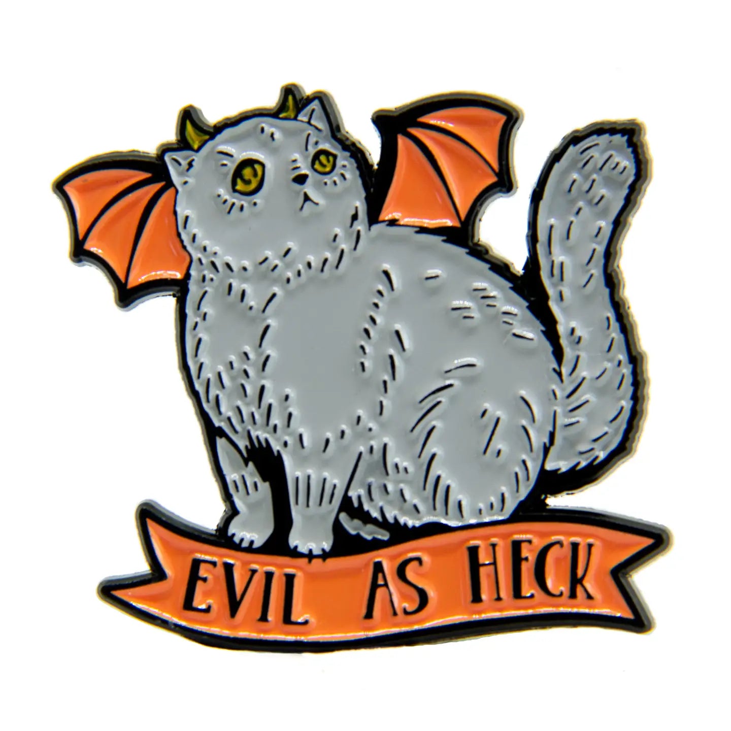 "Evil As Heck" Devil Cat Enamel Pin – Press Shop